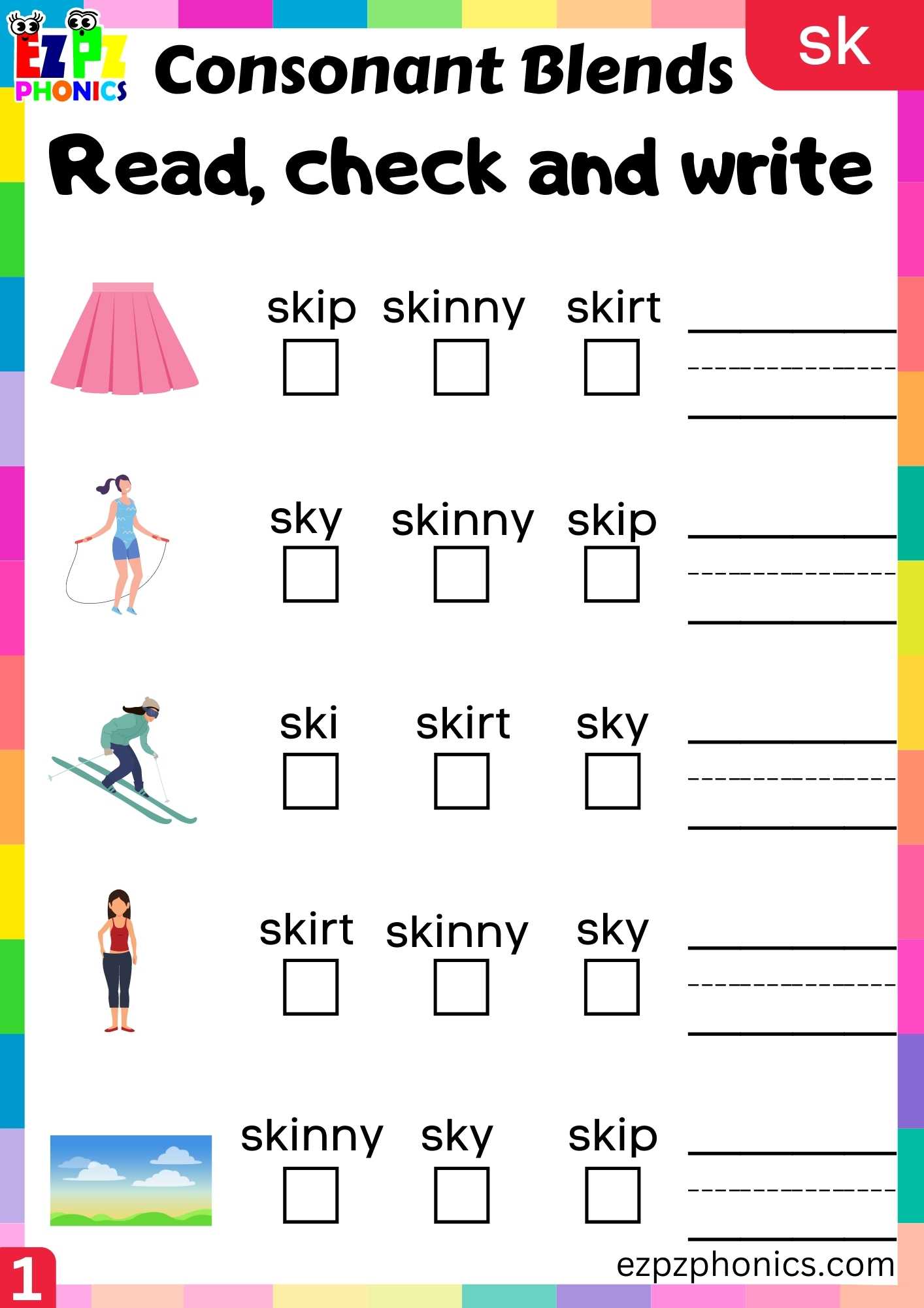 Group1 SK Words Read Check And Write Phonics Consonant Blends Group1 SK Words Read Check And Write Phonics Consonant Blends